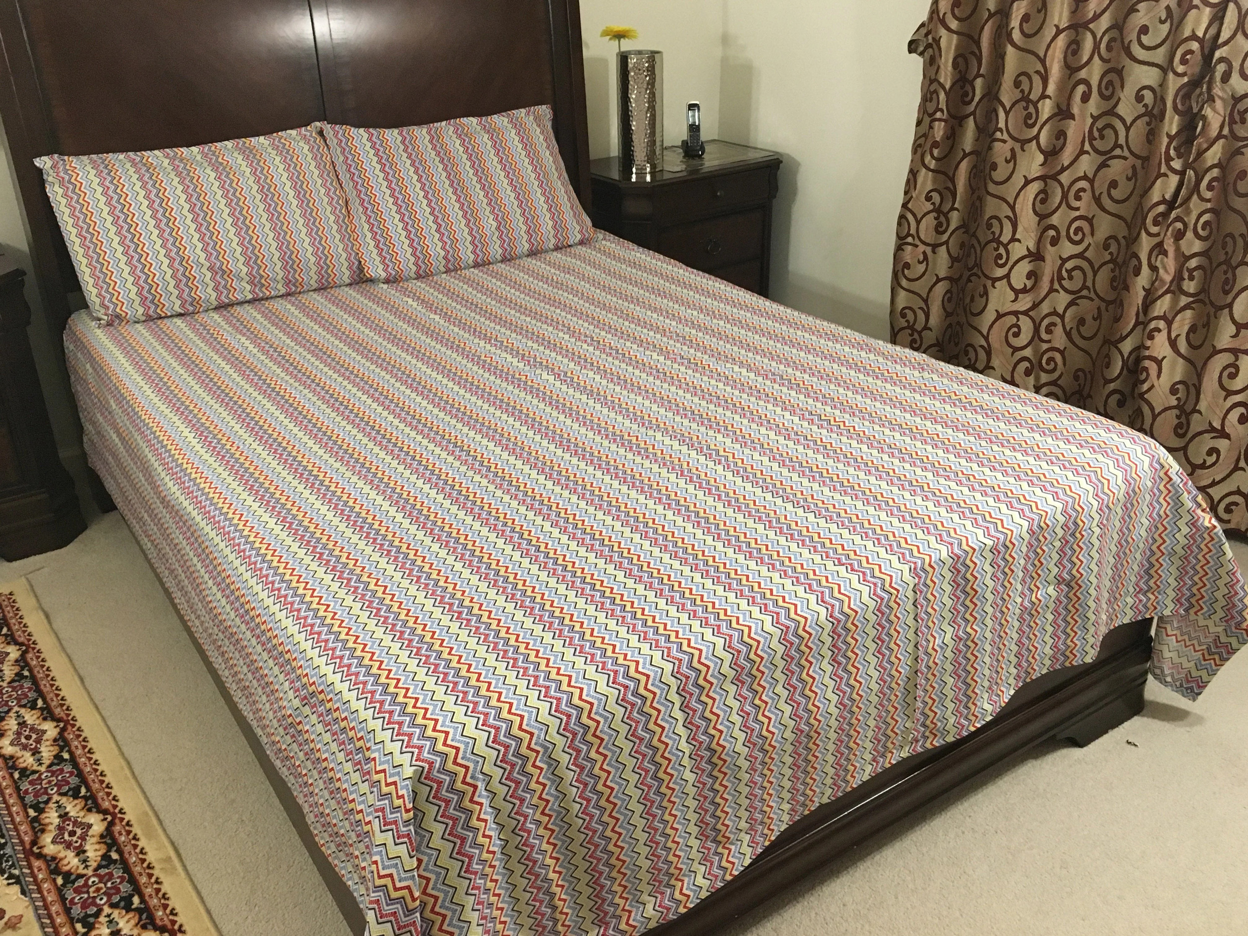 500 TC, 100% Cotton Luxury Printed Percale Sheet 14" Deep Pocket ...