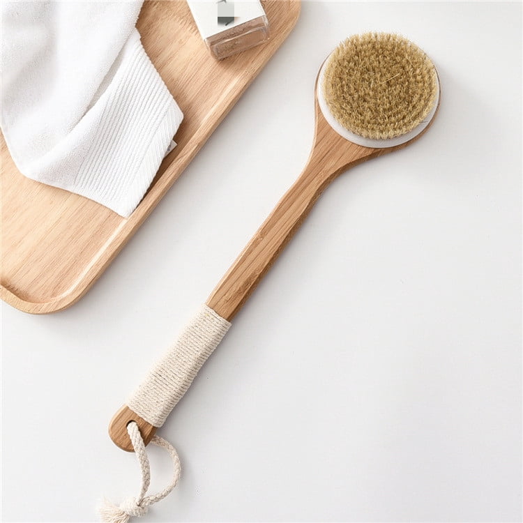 Soft Bamboo Body Brush Back Scrubber Skin Exfoliating Cellulite Bath ...