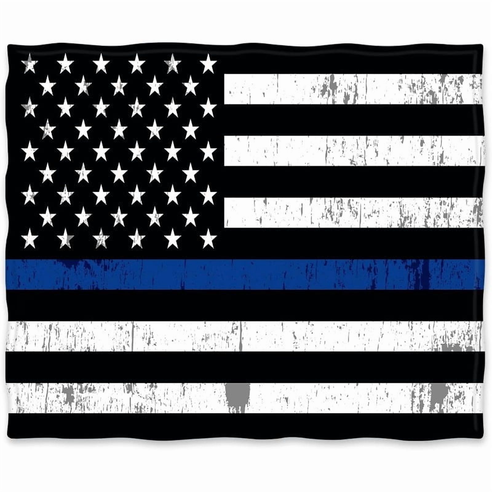 Soft and cozy blue line blanket with American flag design - Perfect ...