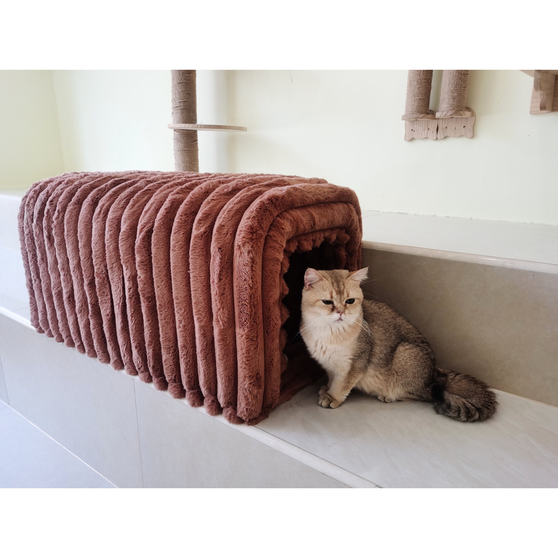 Soft elastic bench for home spaces to sit long and store personal items ...