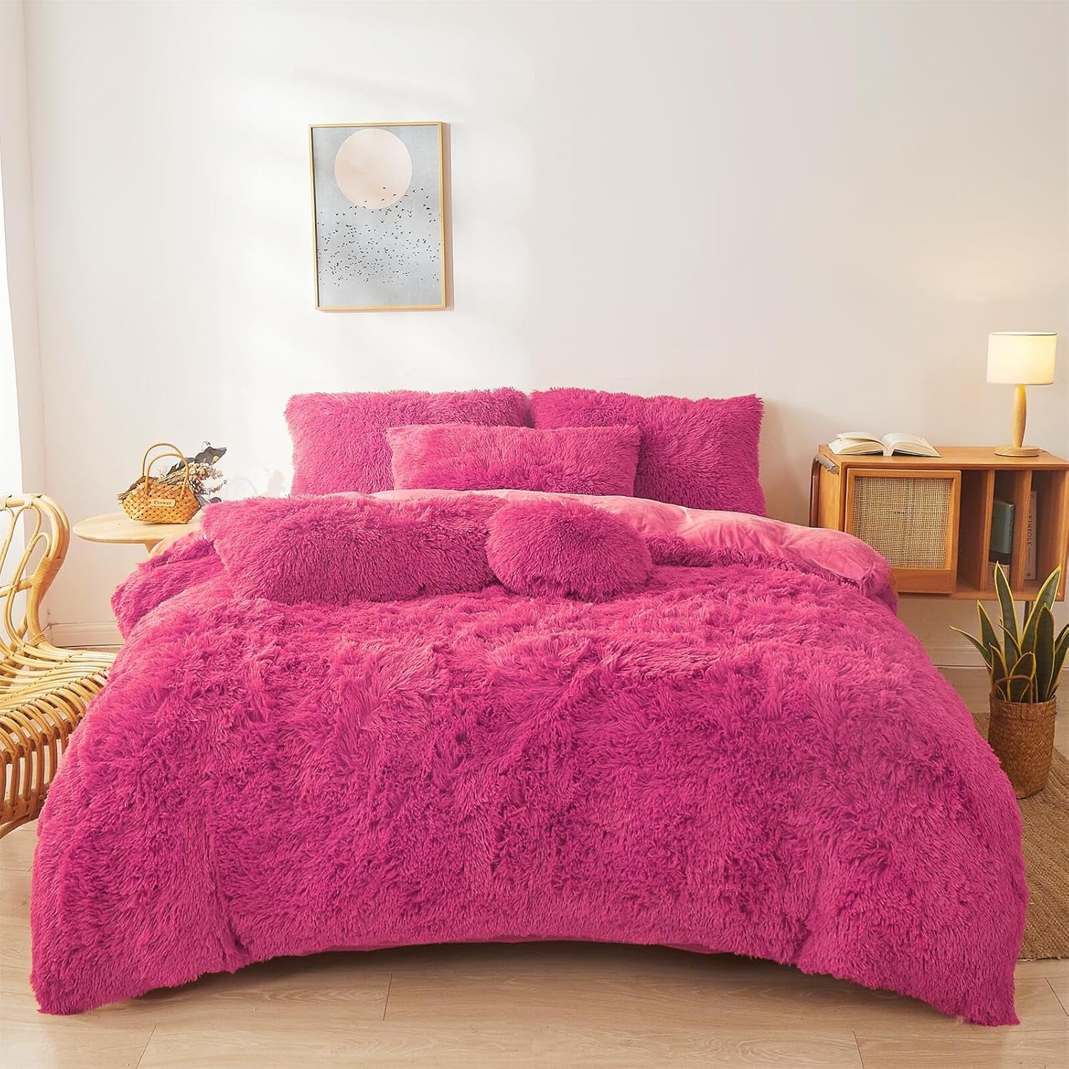 Soft pink thick quilt set, suitable for a double bed - ultra-soft pink ...