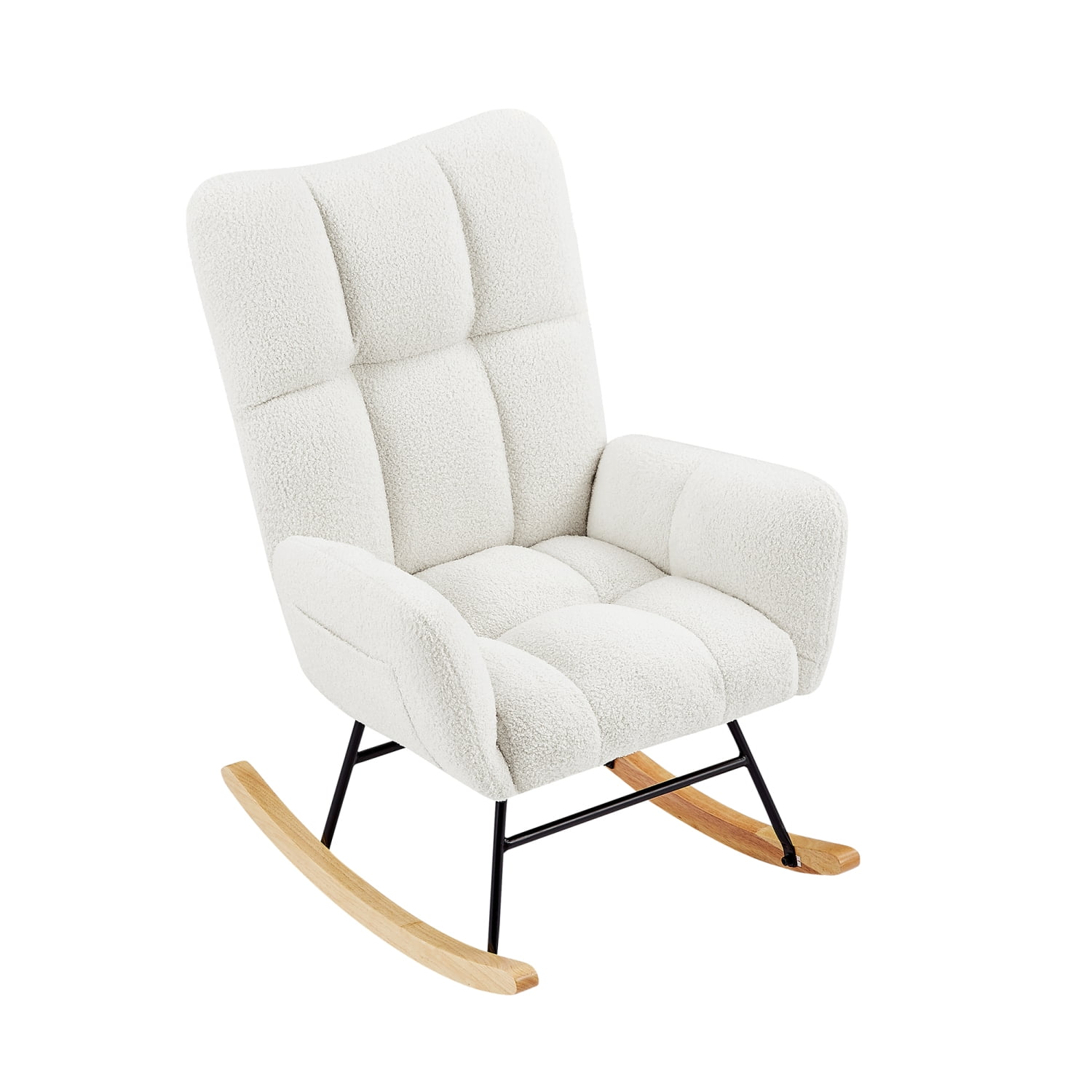 Soft off white teddy fabric rocking chair for ultimate comfort and ...