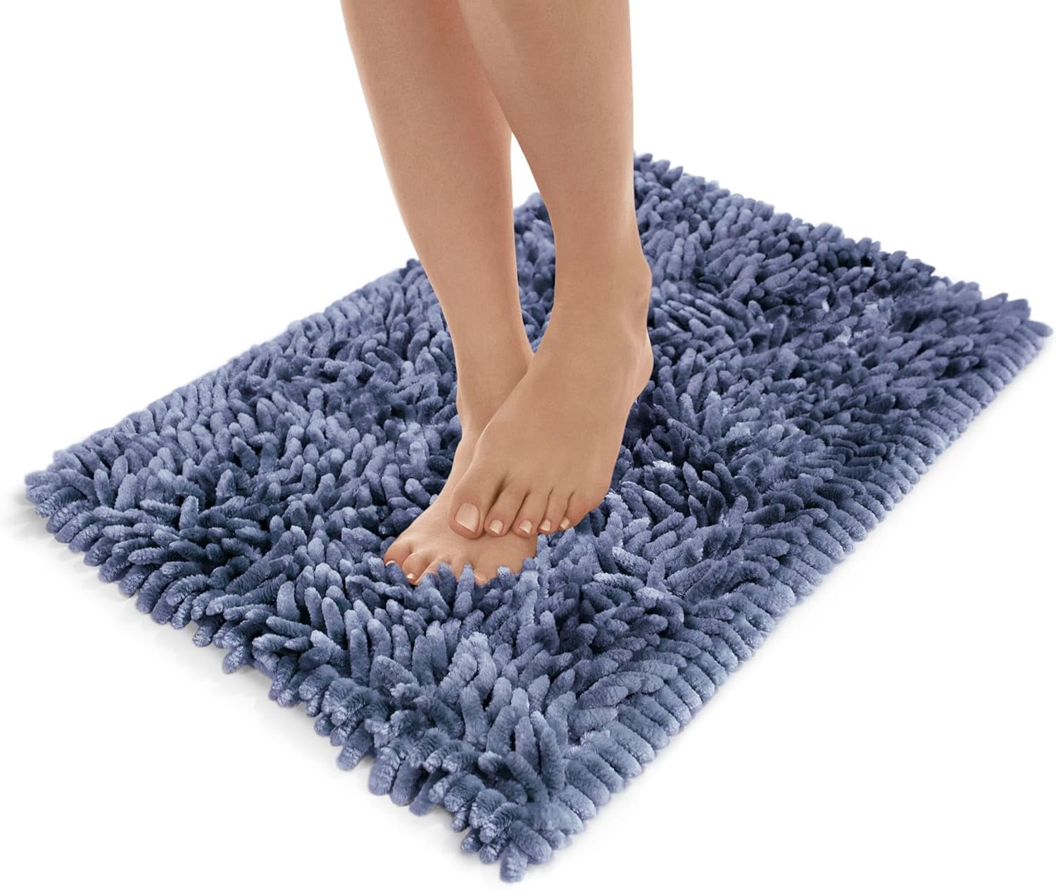 SoftGloss Shiny Absorbent Shag Chenille Memory Foam Bath Mat with ...