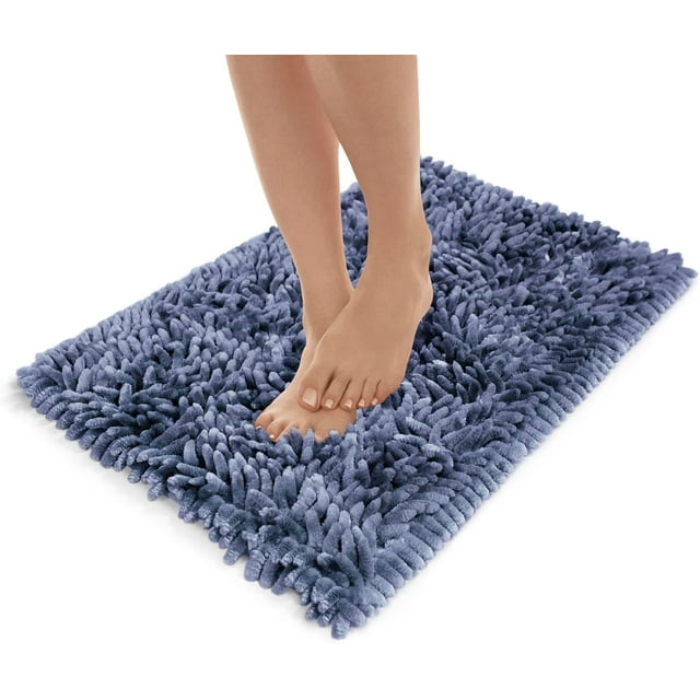 SoftGloss Shiny Absorbent Shag Chenille Memory Foam Bath Mat with ...