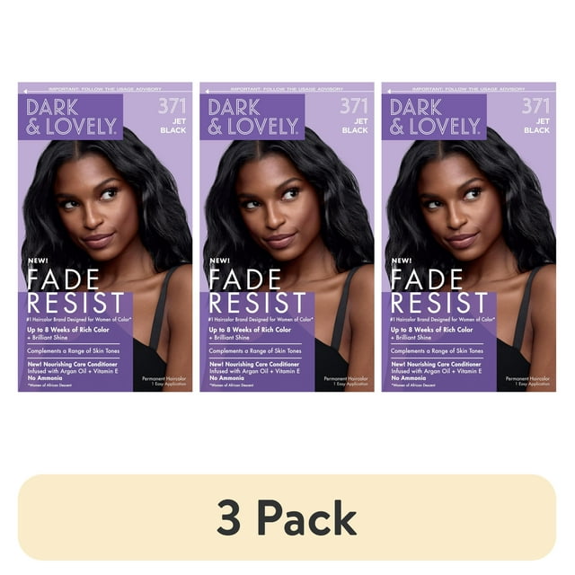 (3 pack) SoftSheen-Carson Dark & Lovely Fade Resist Hair Color, 371 Jet ...