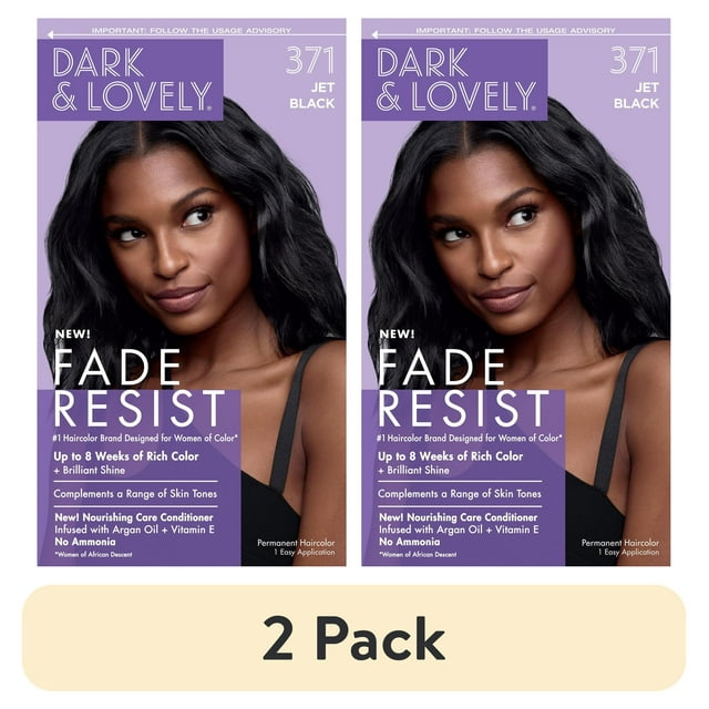 (2 pack) SoftSheen-Carson Dark & Lovely Fade Resist Hair Color, 371 Jet ...