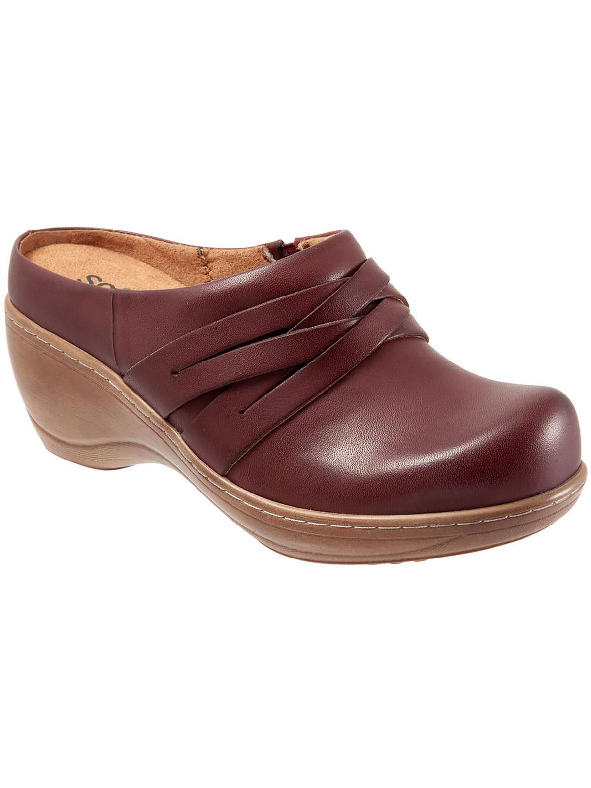 SoftWalk Womens Mackay Leather Slip On Clogs - Walmart.com