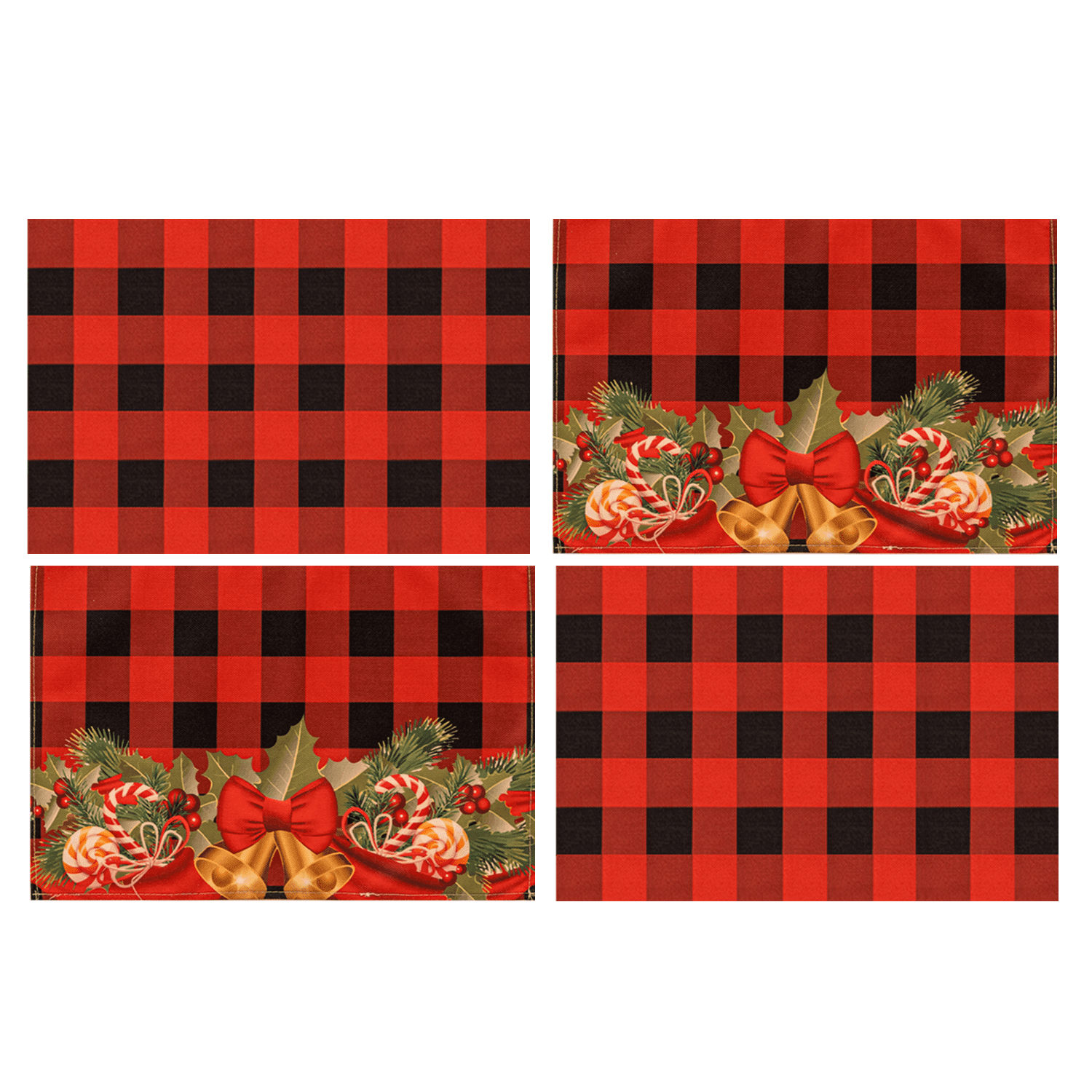 Softalker Buffalo Plaid Snowflakes Winter Placemats Set of 4, 12x18 ...