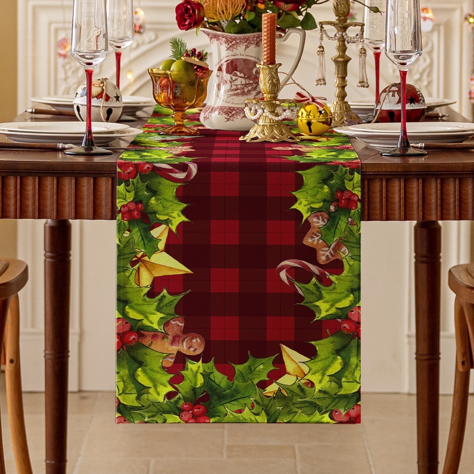 Softalker Christma Table Runner Classic Buffalo Check Table Runner ...