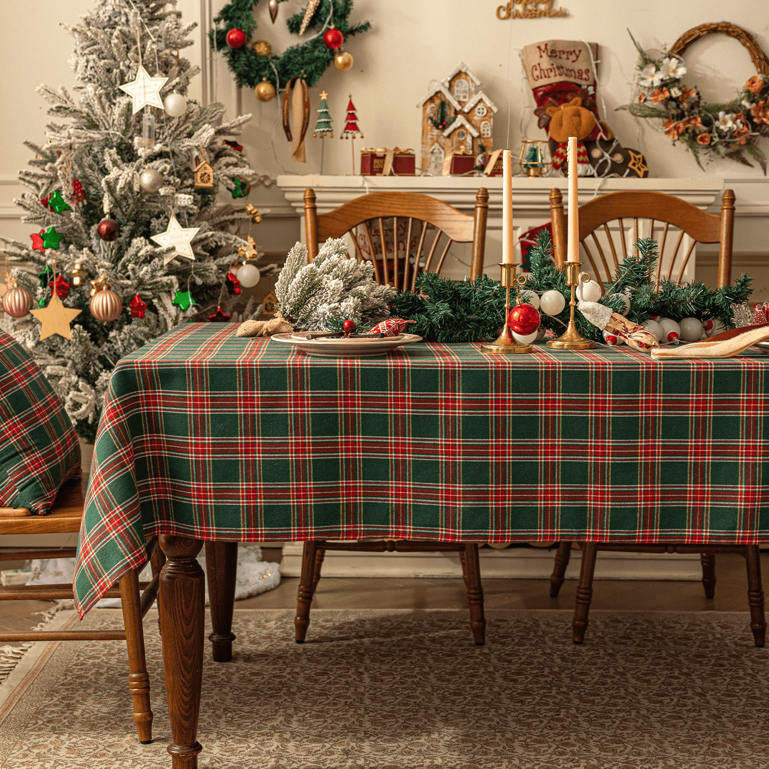 Softalker Christmas Plaid Tablecloth Rectangle, Red Buffalo Plaid ...