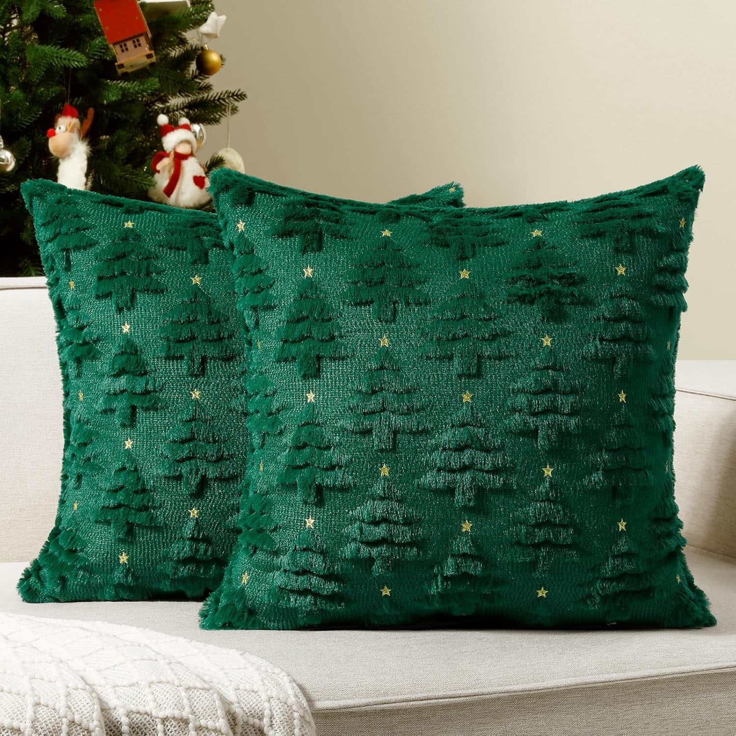 Softalker Christmas Pillow Covers, Decorative Xmas Tree Pillow Cases ...