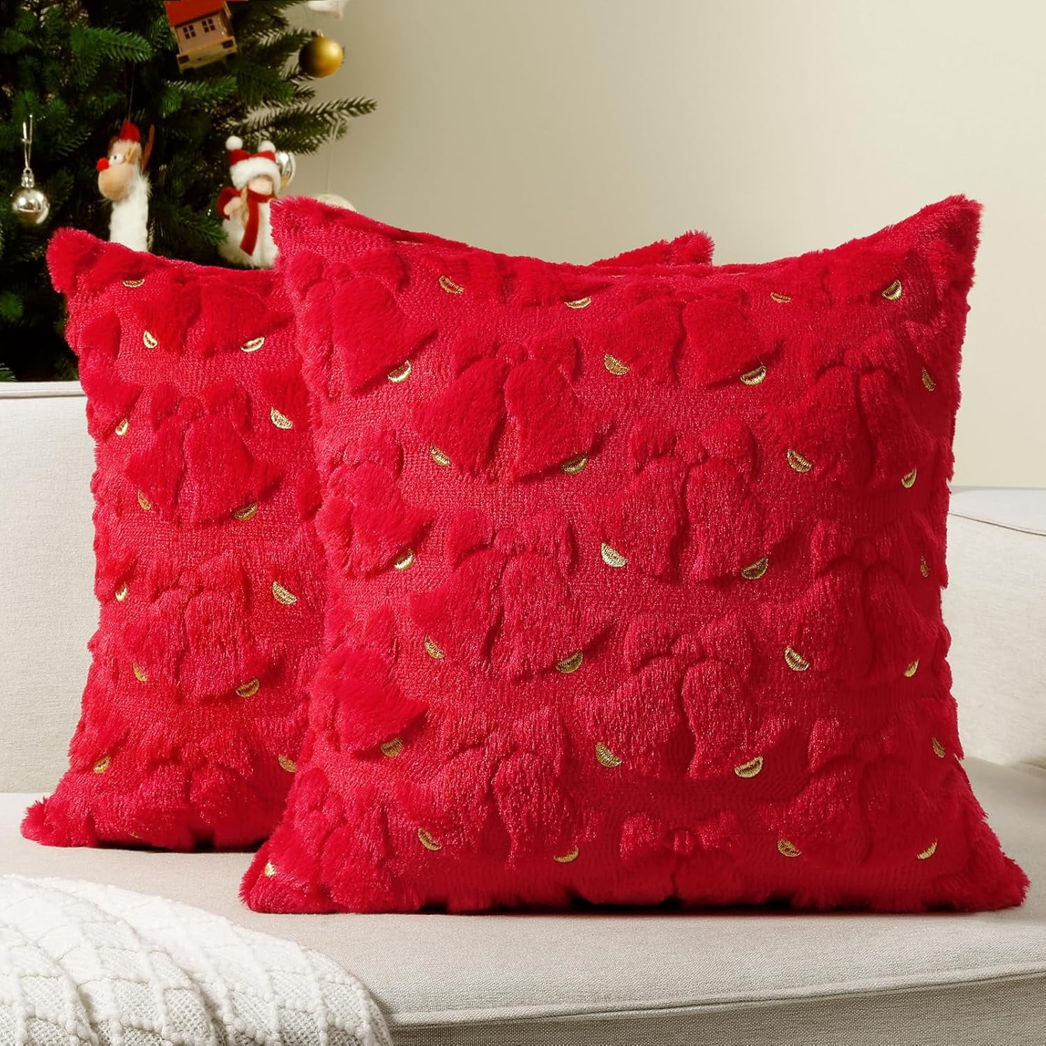 Softalker Christmas Pillow Covers, Decorative Bell Pillow Cases 18x18 ...