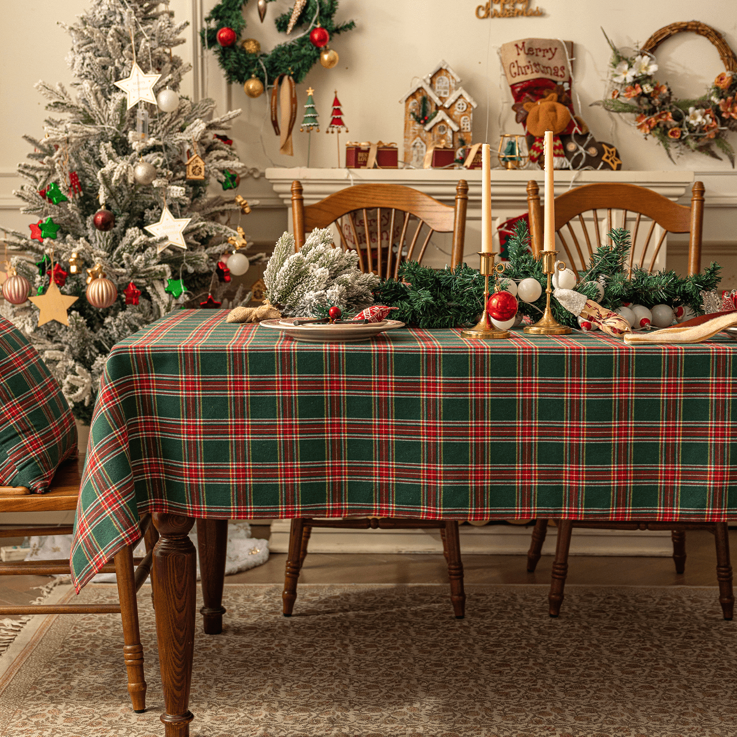 Softalker Decorative Christmas Tablecloth, Wrinkle Holiday Table Cloth ...