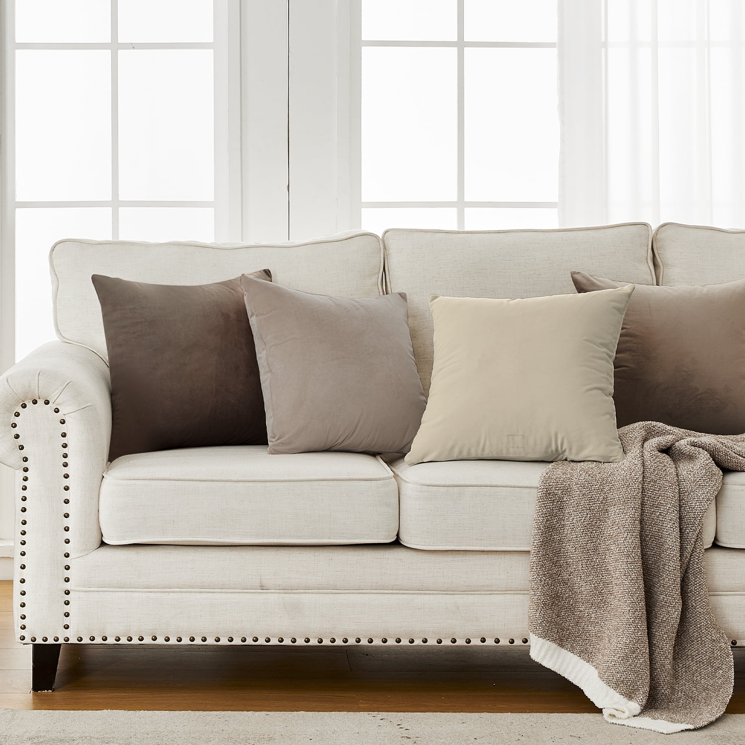 Softalker Decorative Throw Pillow Covers 18x18in Set of 4 for Sofa and ...