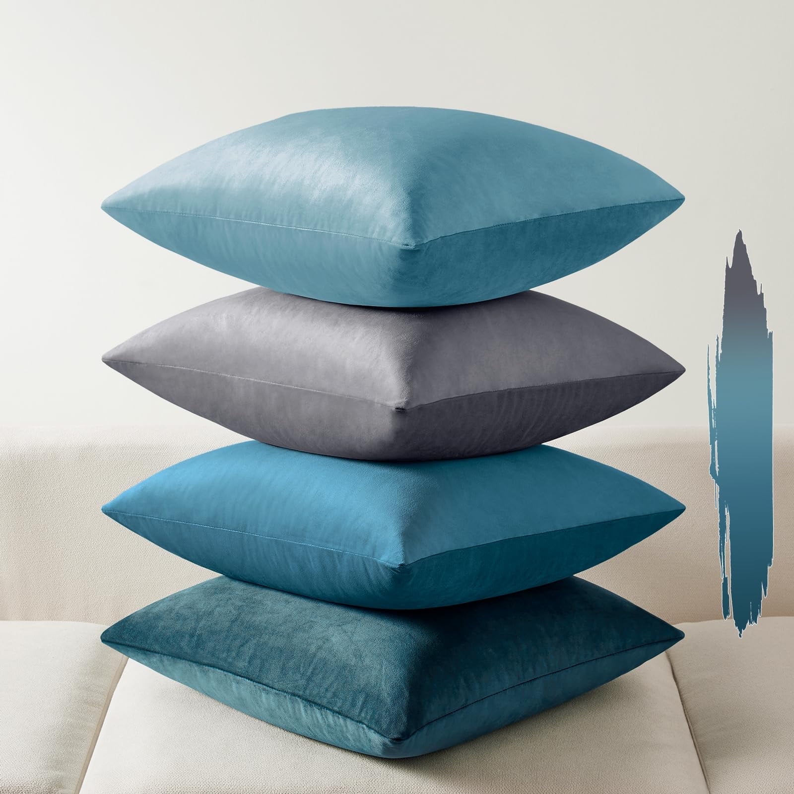 Softalker Decorative Pillow Covers, Velvet Square Pillow Cases 20x20 ...