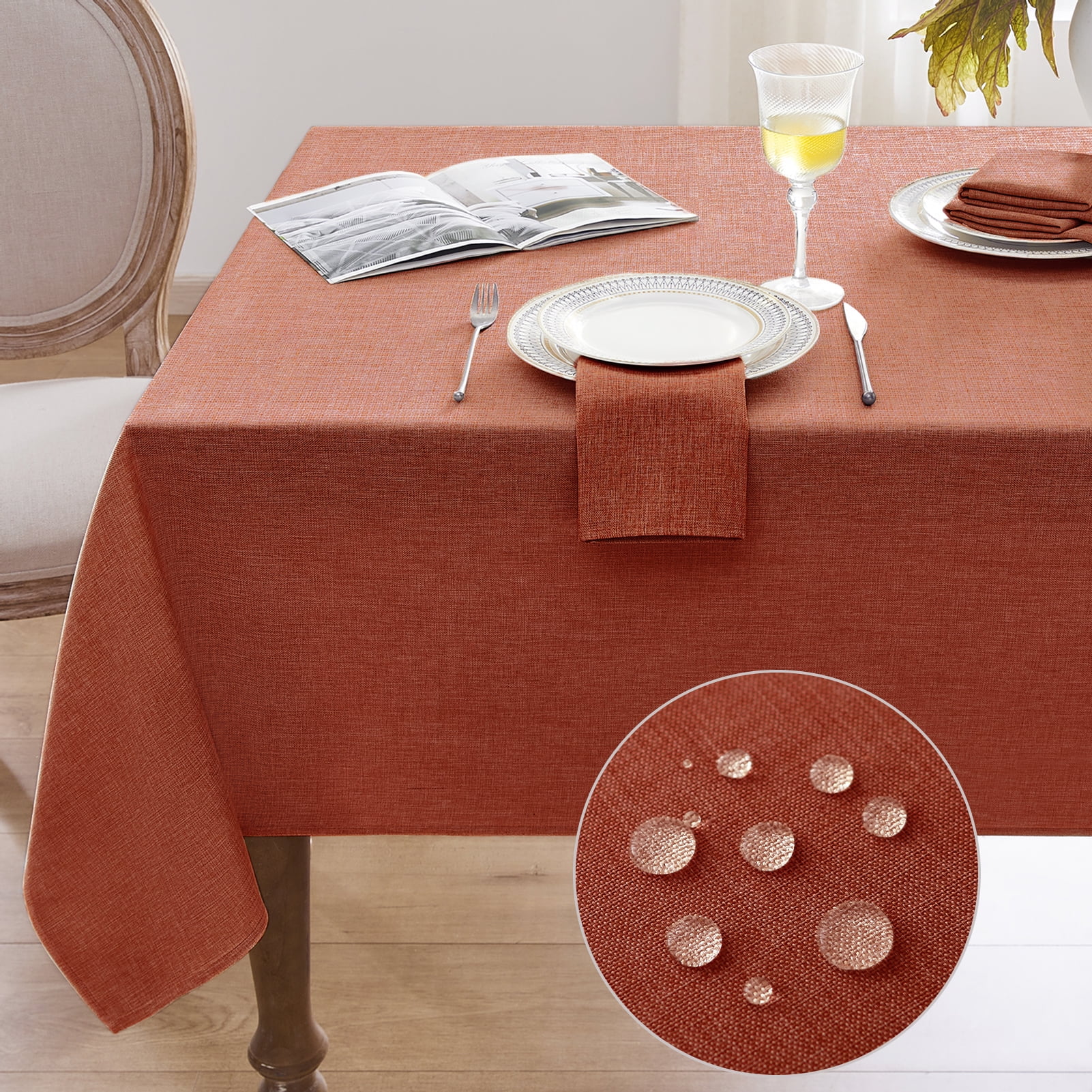 Softalker Tablecloth Rectangle, Decorative Faux Linen Table Cloths, Waterproof & Stain Resistant ...