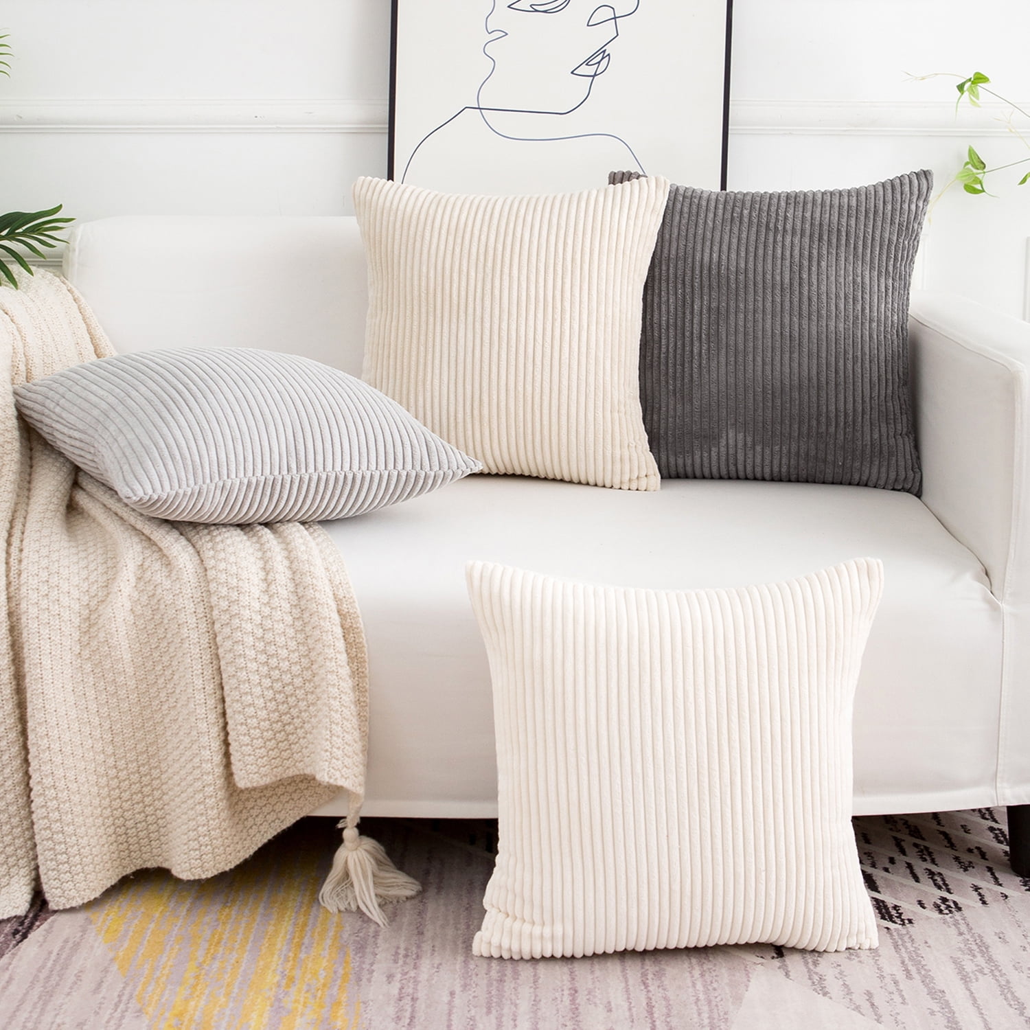 Softalker Throw Pillow Covers 18x18 Inch for Couch Sofa Bedroom ...