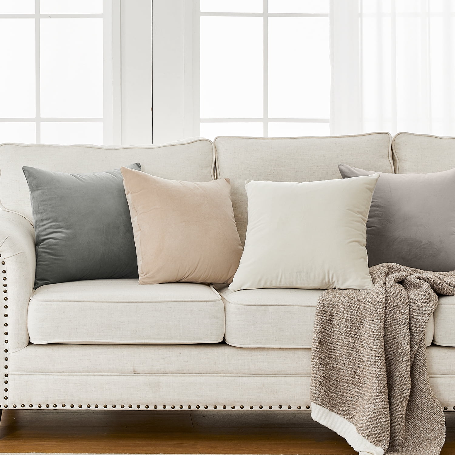 Softalker Velvet Cushion Throw Pillow Cases, Set of 4, Sofa Decor ...