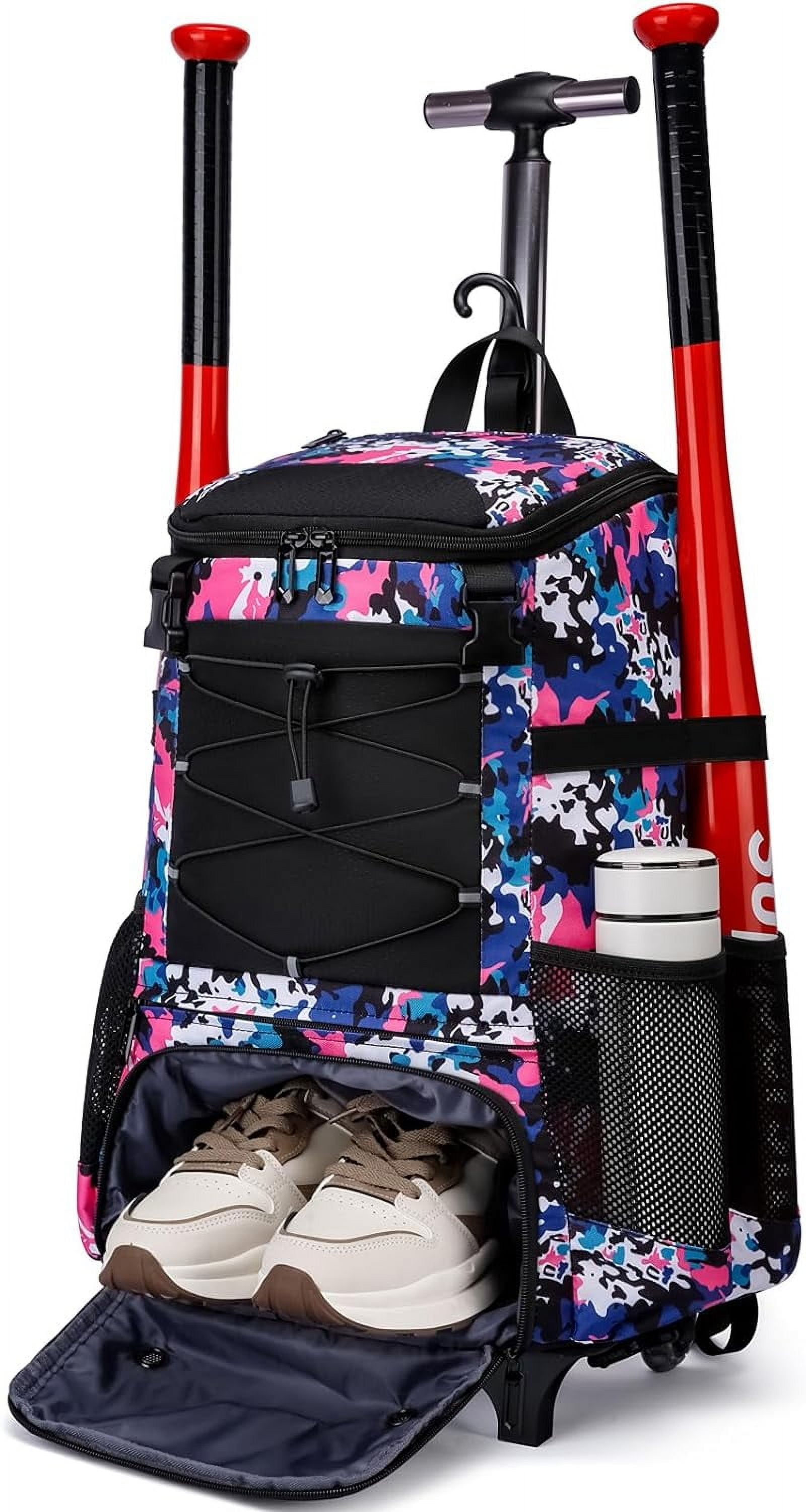 Softball Bag, Baseball Rolling Bat Bag - Wheeled for Youth Girls Adult ...