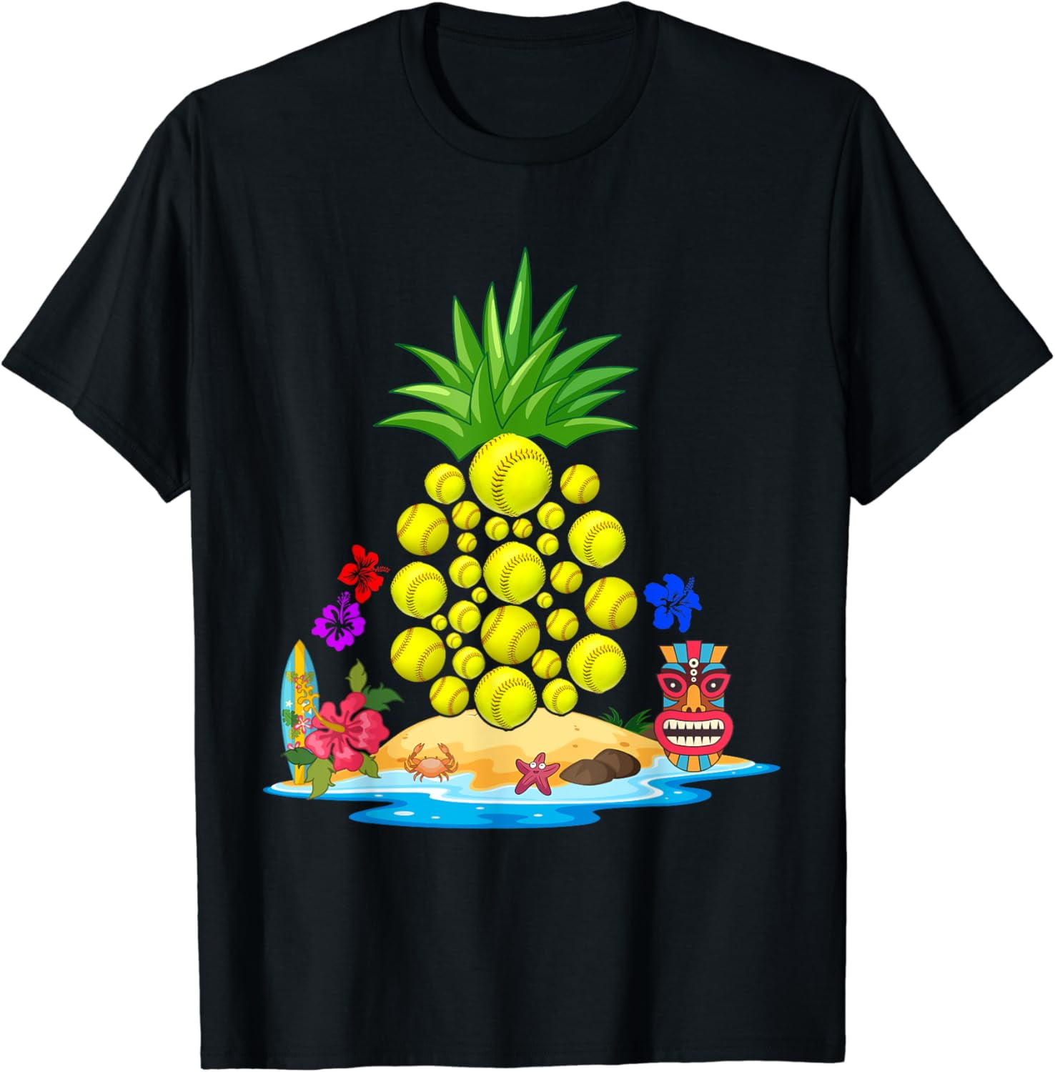 Softball Ball Pineapple Shape Cool Hawaiian Fruit Lover T-Shirt ...