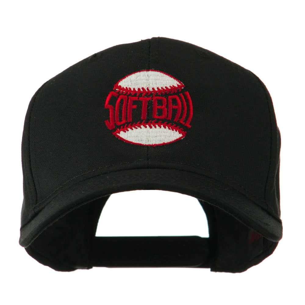 Softball Ball with Wording Inside Embroidered Cap - Black OSFM ...