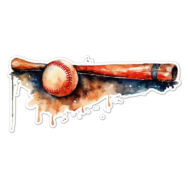 Softball Baseball Bat Sticker Indoor Outdoor Phone Decal Water Bottle ...