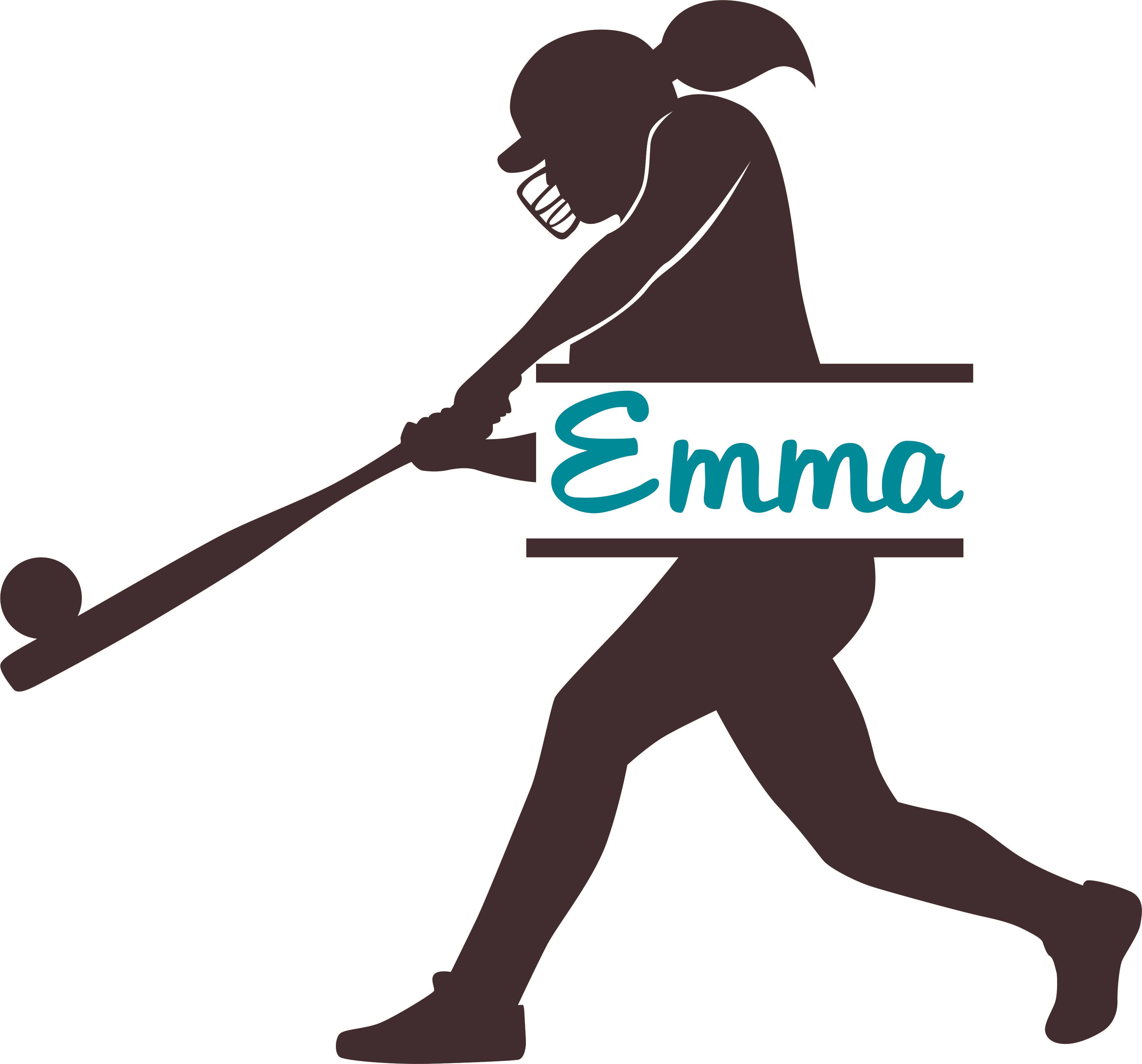 Softball Bat Player Sport Athelete Customized Wall Decal - Custom Vinyl ...