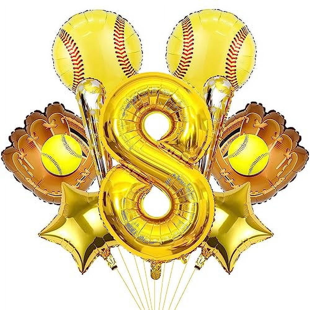Softball Birthday Party Supplies - 9pcs Softball Balloons Mylar Foil ...