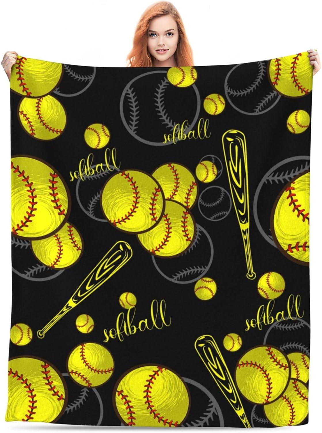 Softball Blanket 50"x60"Softball Fannel Fleece Plush Blanket for Couch ...