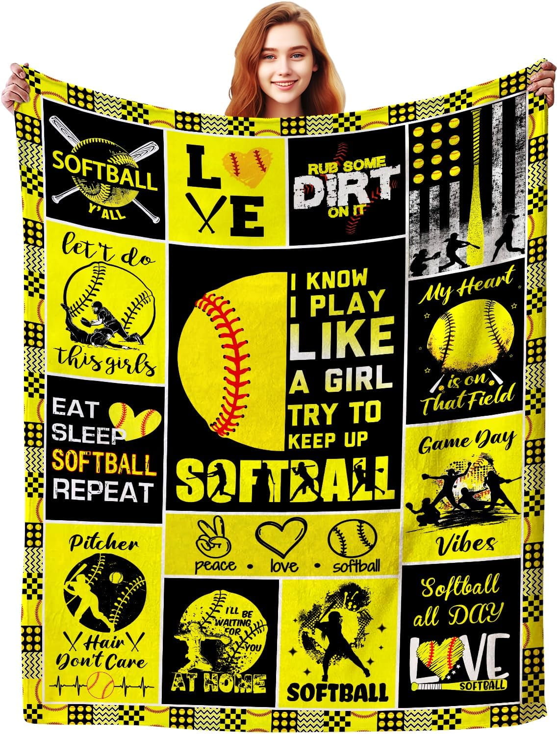 Softball Blanket Gifts for Girls Women Men Team,Soft Cozy Sport ...