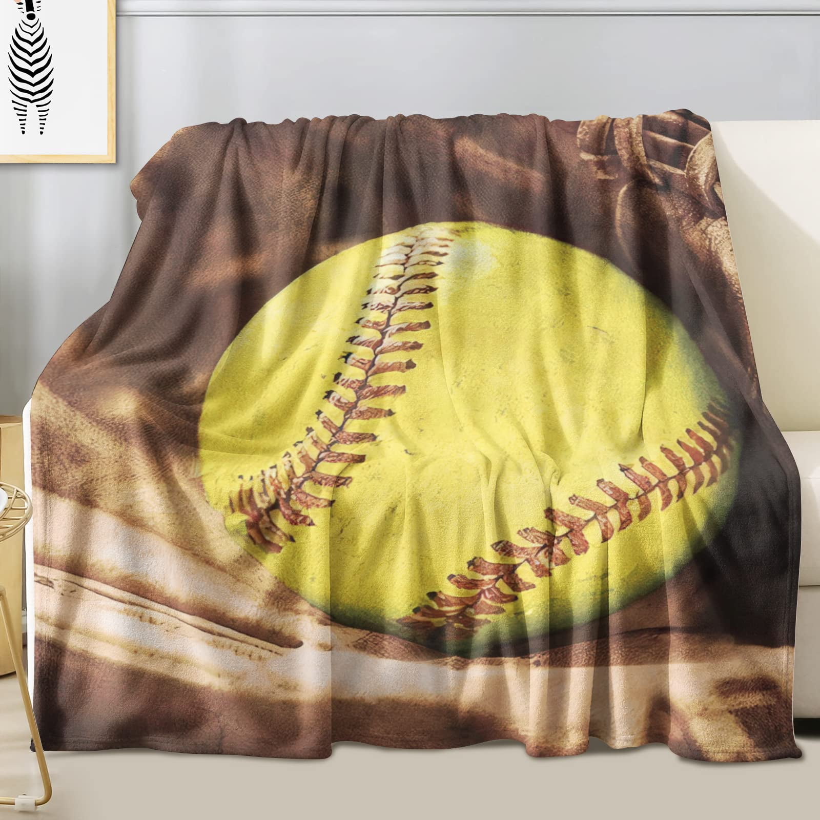 Softball Blanket Softball Gift for Teens, Flannel Soft Warm Plush Sport ...