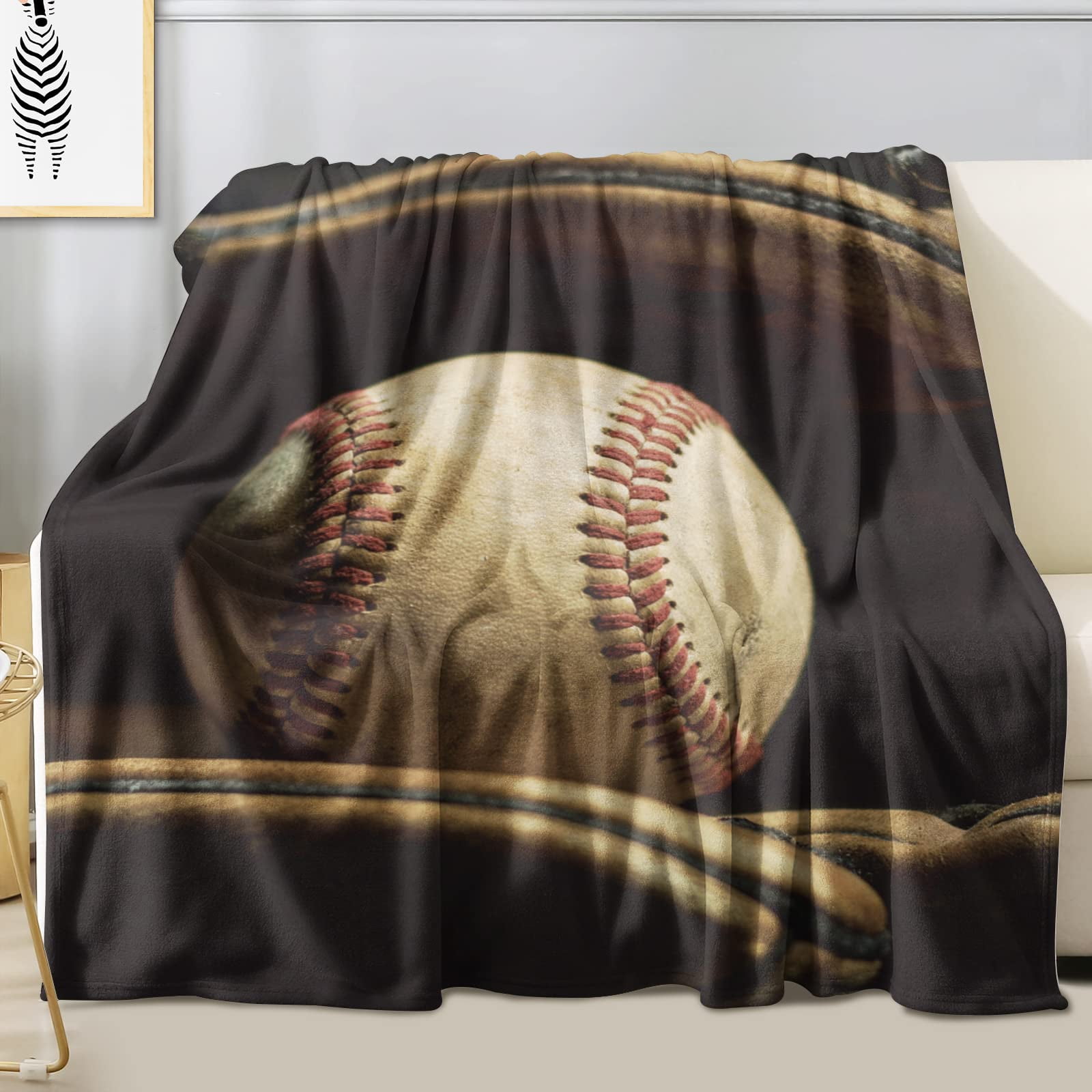 Softball Blanket Softball Gift for Teens, Flannel Soft Warm Plush Sport baseball Throw Blanket ...