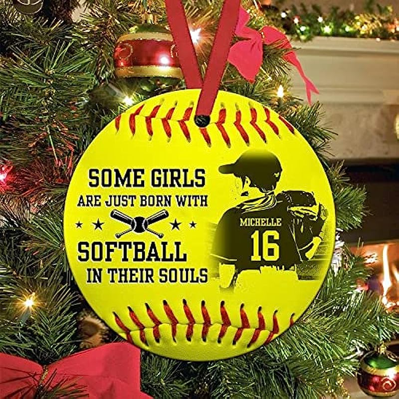 Softball Christmas Ornament for Girls , Personalized Ceramic Sports ...