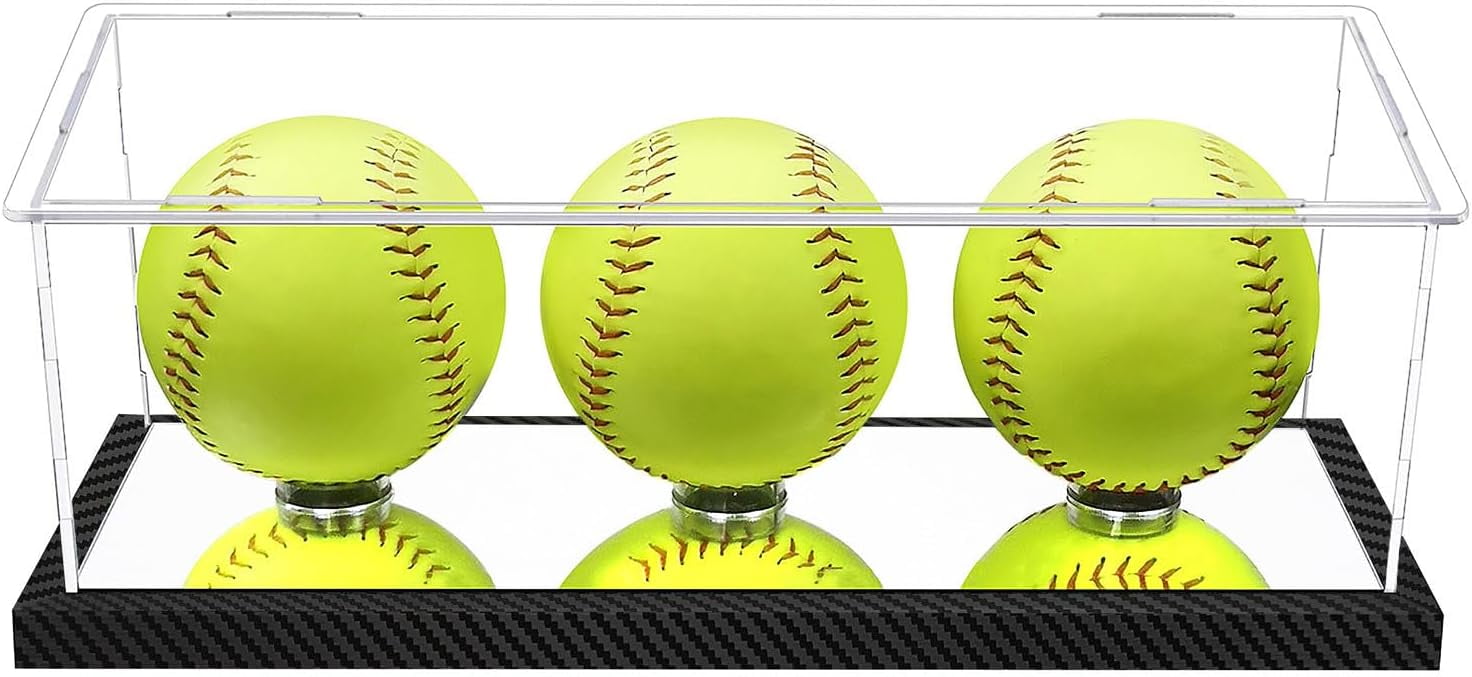 Softball Display Case for 3 Pack in one, Arcylic Softball Holder Stand ...