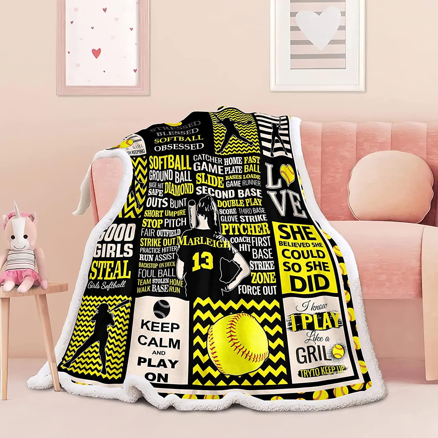 Softball Gifts for Girls,50"x40" Throw Blanket to My Daughter,Fleece ...