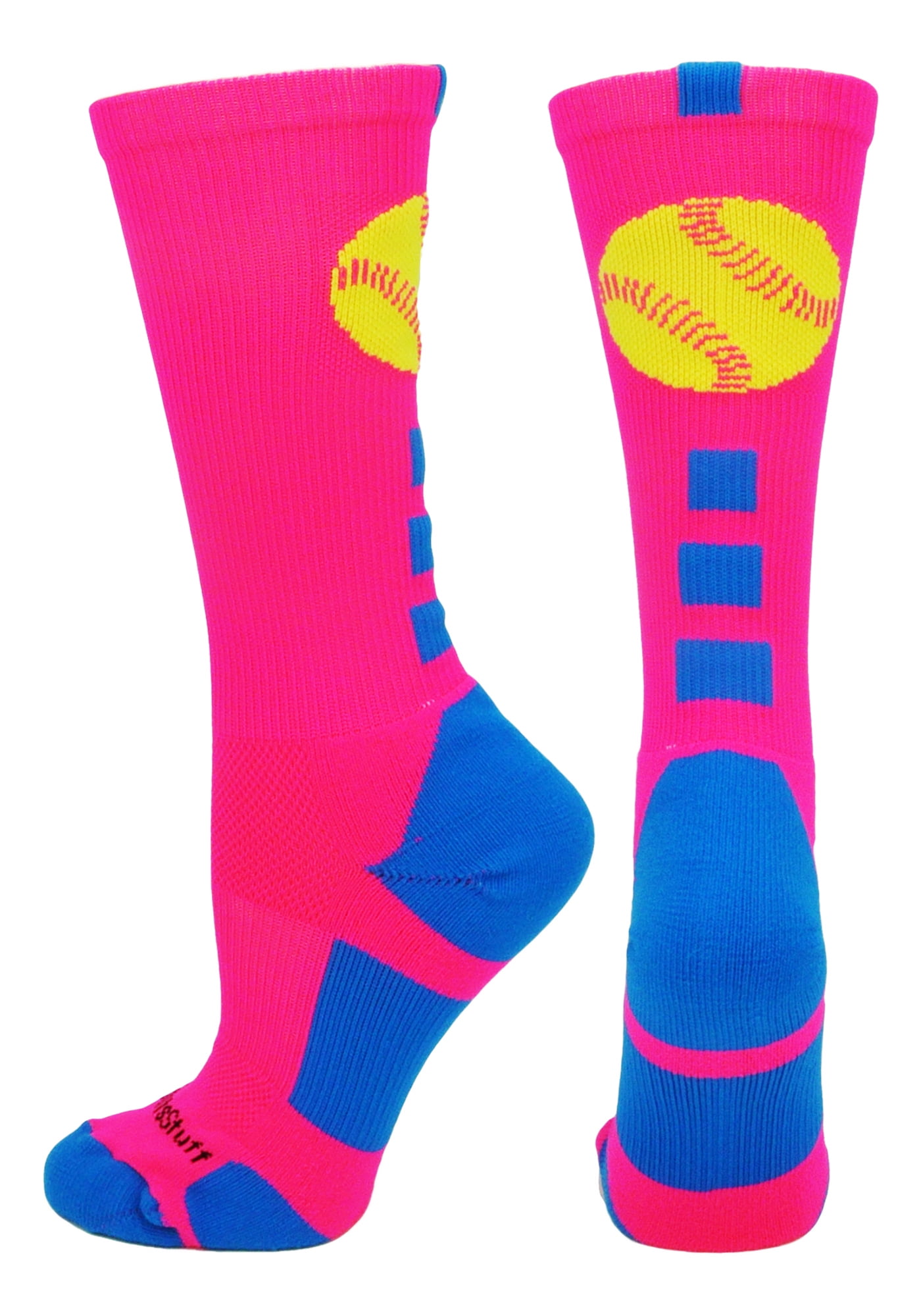 Softball Logo Crew Socks (Neon Pink/Electric Blue, Medium) - Walmart.com