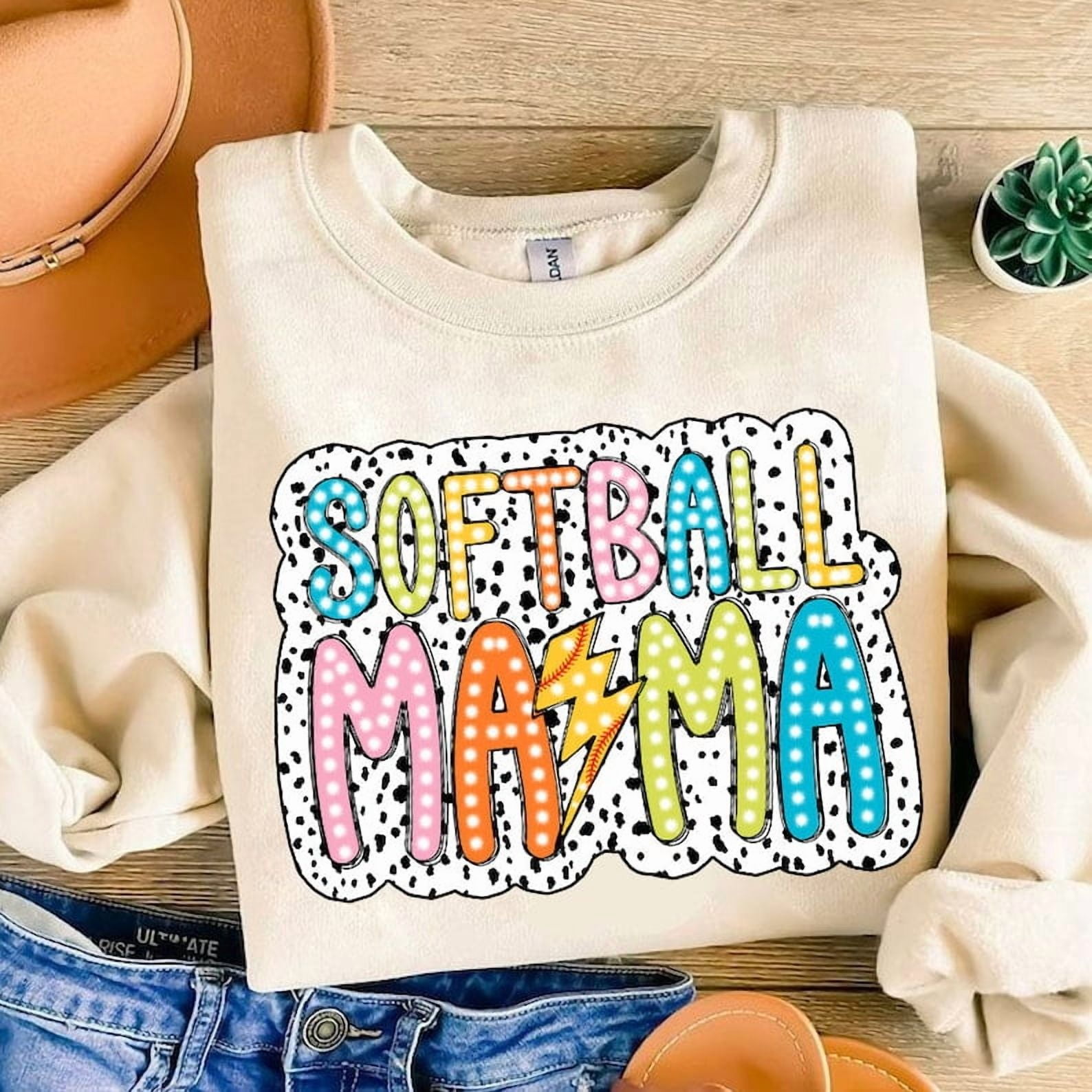 Softball Mama Dalmatian Dots Softball Boujee Softball Design, Sports ...