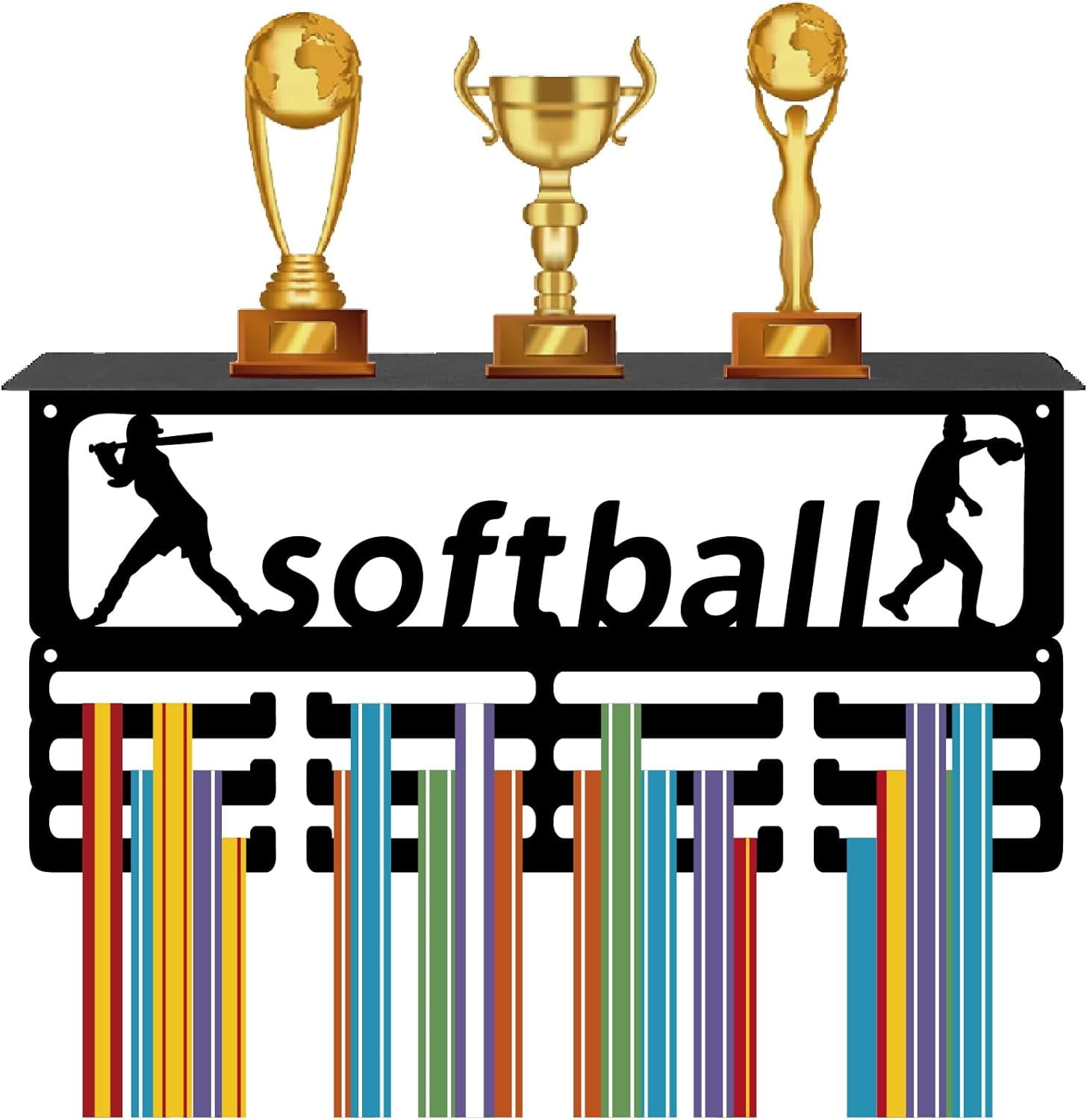 Softball Medal Holder Trophy Shelf Medal Hanger Display with Shelf ...