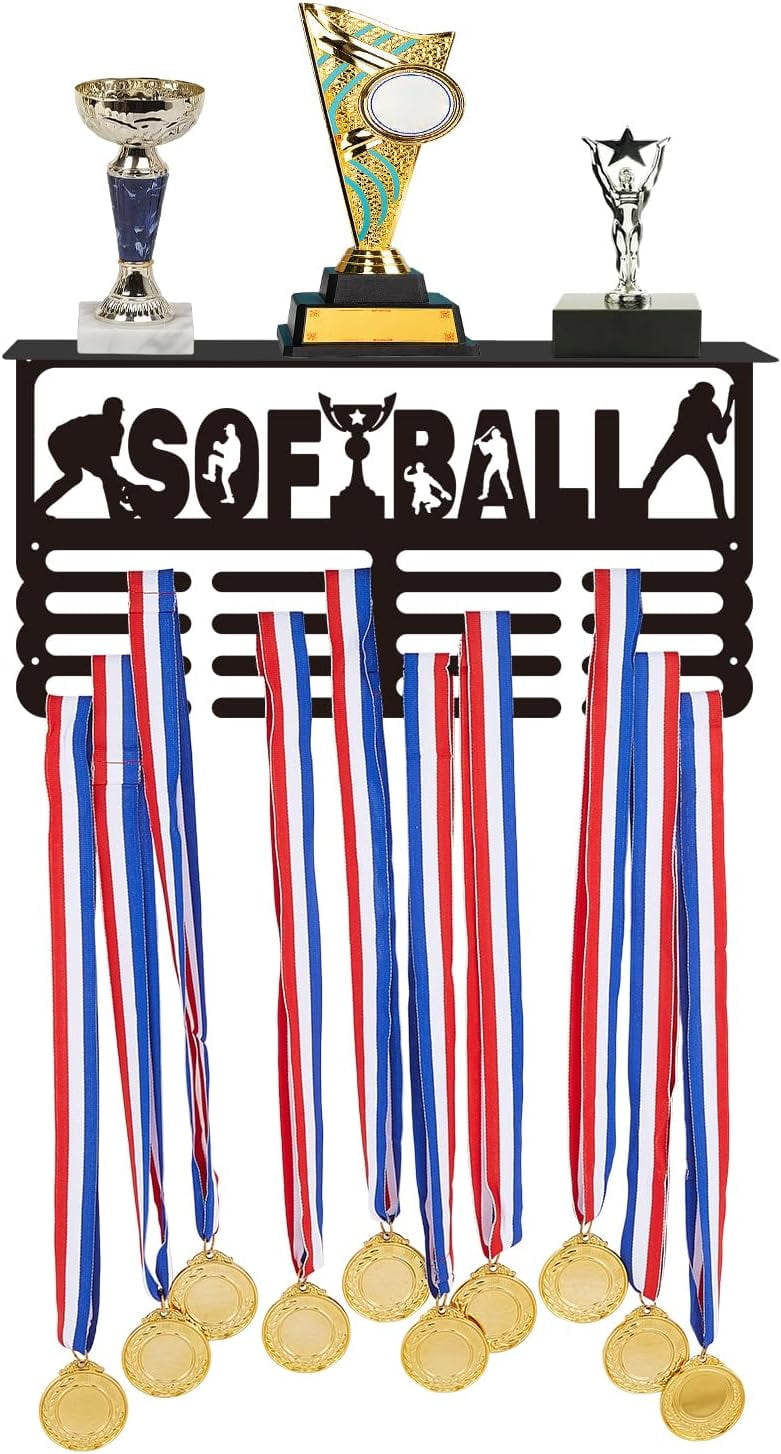 Softball Medal Trophy Hanger Rack Medal Hanger Display with Shelf Stand ...