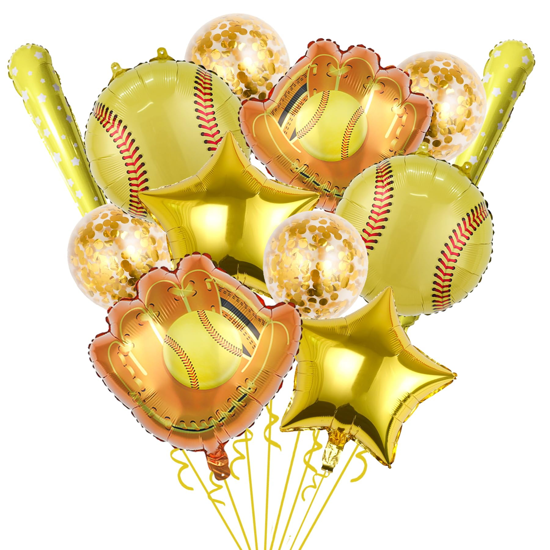 Softball Party Balloons,12pcs Softball Glove Foil KKS1 Balloons,Bat ...