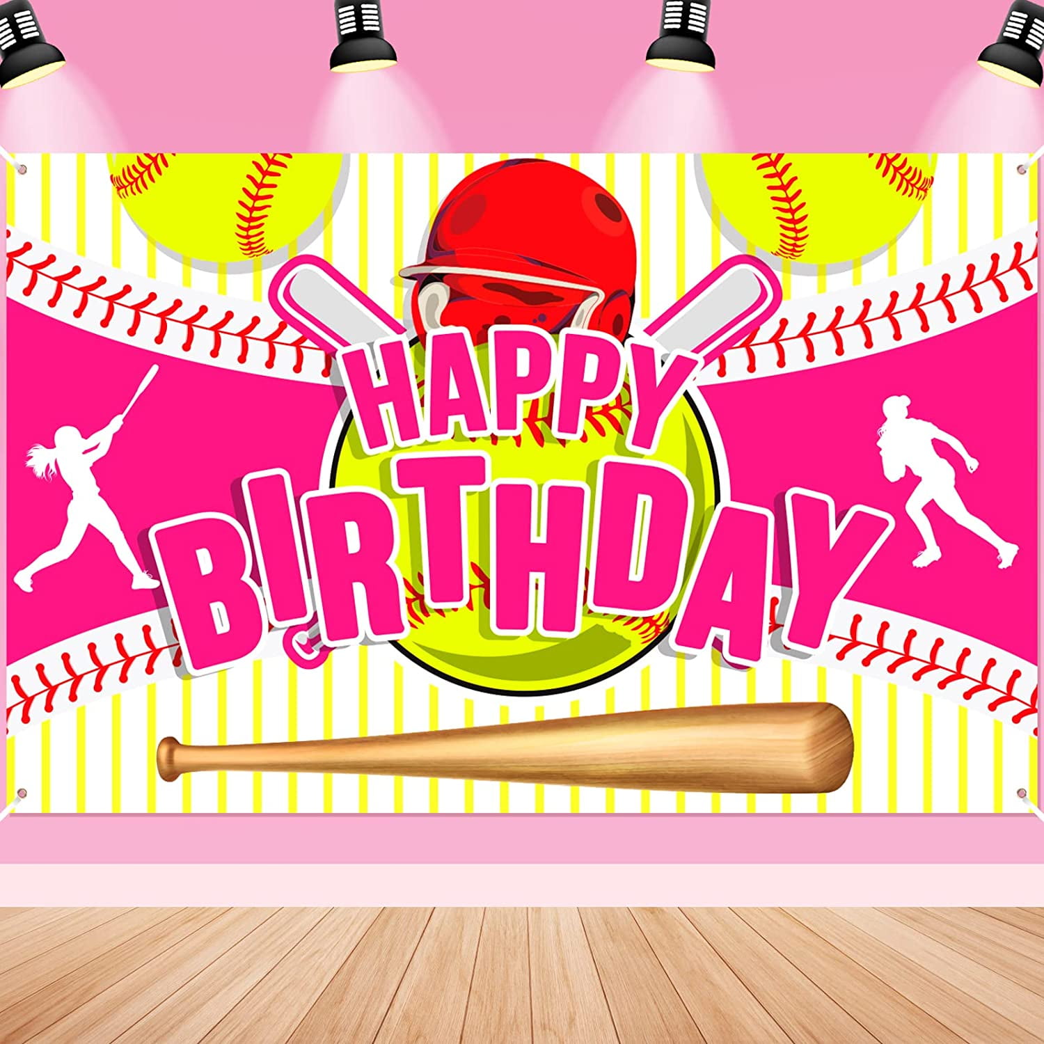 Softball Party Decorations Softball Happy Birthday Banner Party ...