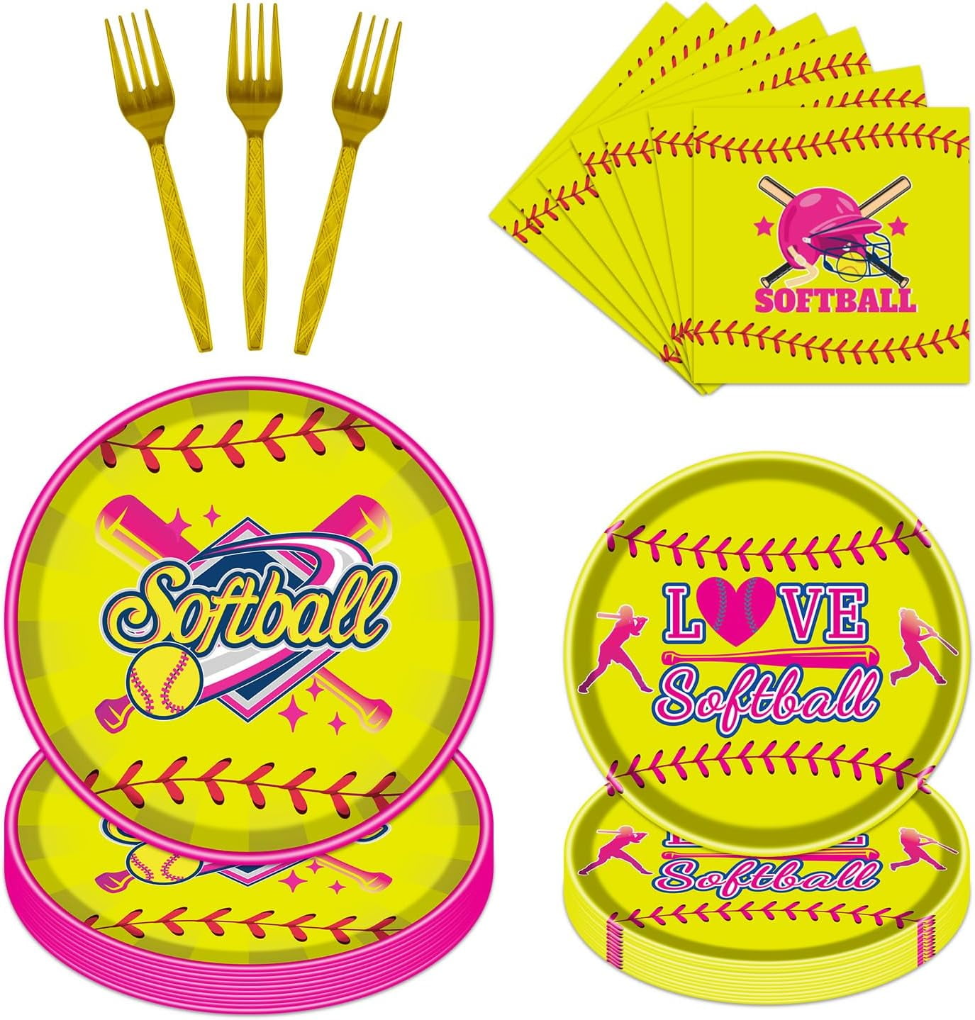 Softball Party Decorations Supplies, 96PCS Party Paper Plates Napkins ...