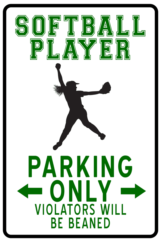 Softball Pitcher Parking Only Funny Cool Wall Art Print Poster 12x18 ...