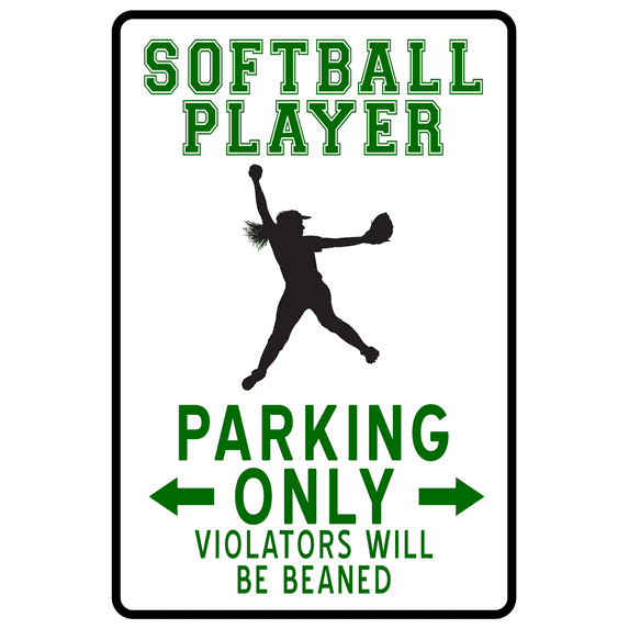 Softball Pitcher Parking Only Funny Cool Wall Art Print Poster 12x18 ...