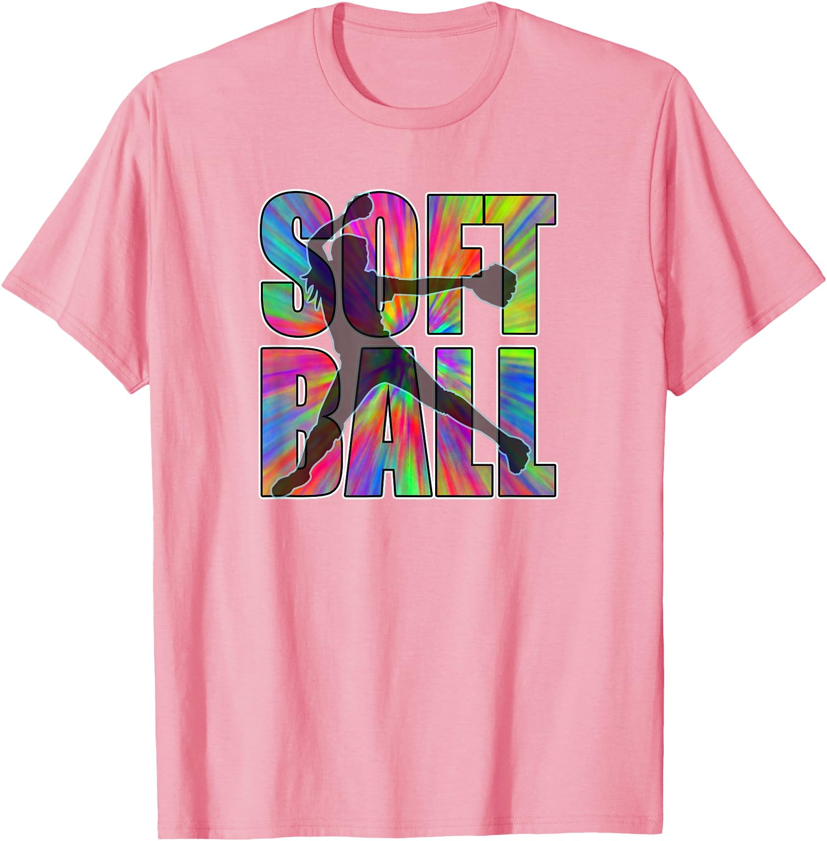 Softball Pitcher Tie Dye Multi Color Burst Softstyle Unisex T-Shirt ...