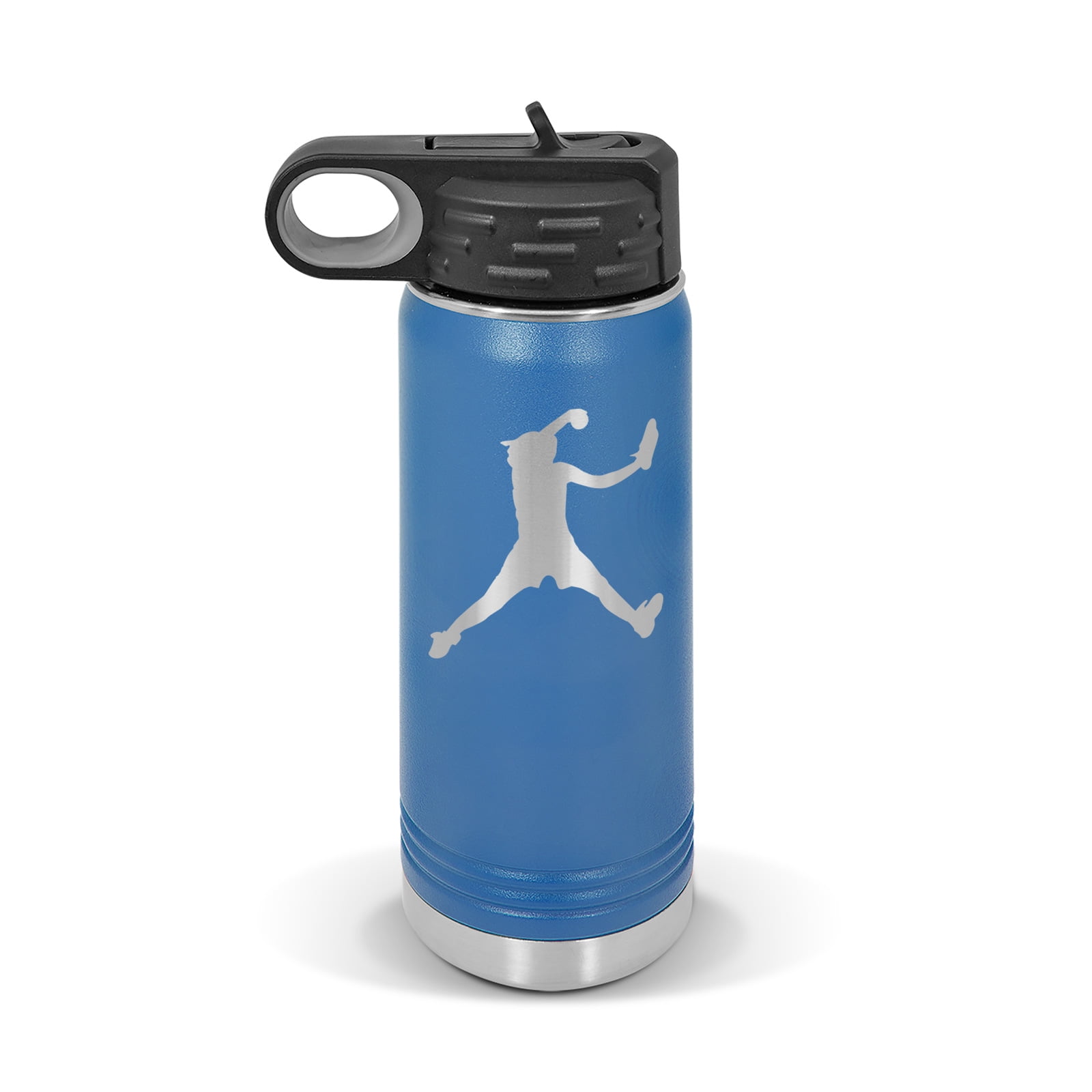 Softball Pitcher Water Bottle 20 oz - Laser Engraved w/ Flip Top ...