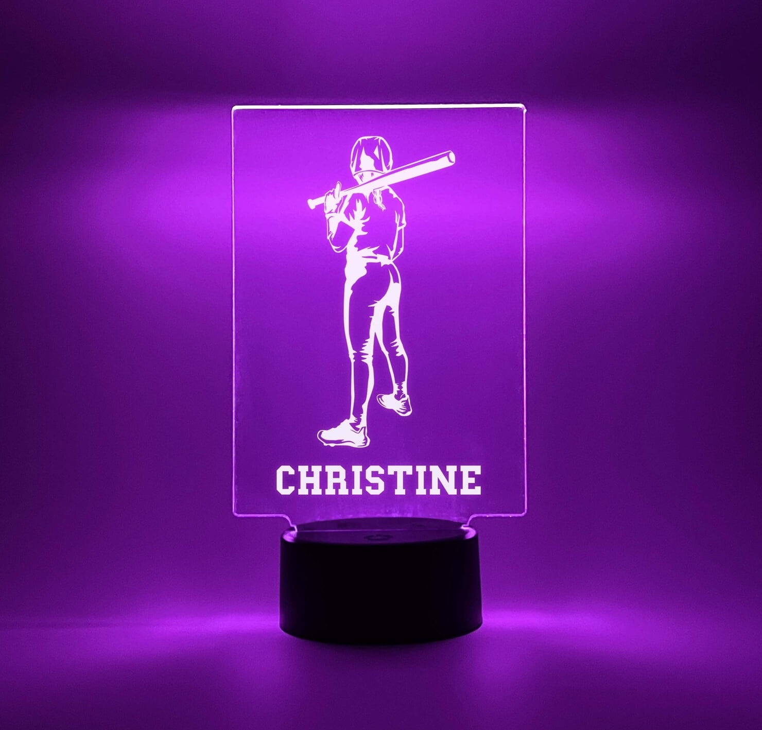 Softball Player Fan Team Light Up, Personalized, 16 Colors LED Room ...
