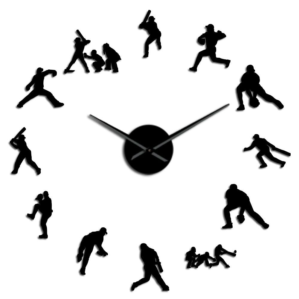 Softball Silhouette Frameless Wall Clock Stickers, DIY Modern ...