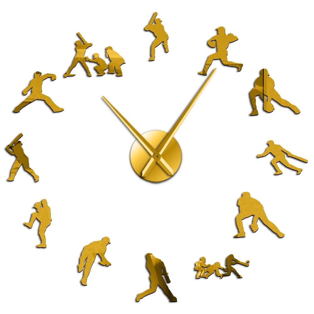 Softball Silhouette Frameless Wall Clock Stickers, DIY Modern ...