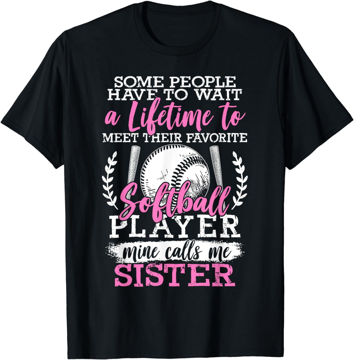 Softball Sister of a Softball Playing Sister Softball Fan T-Shirt ...